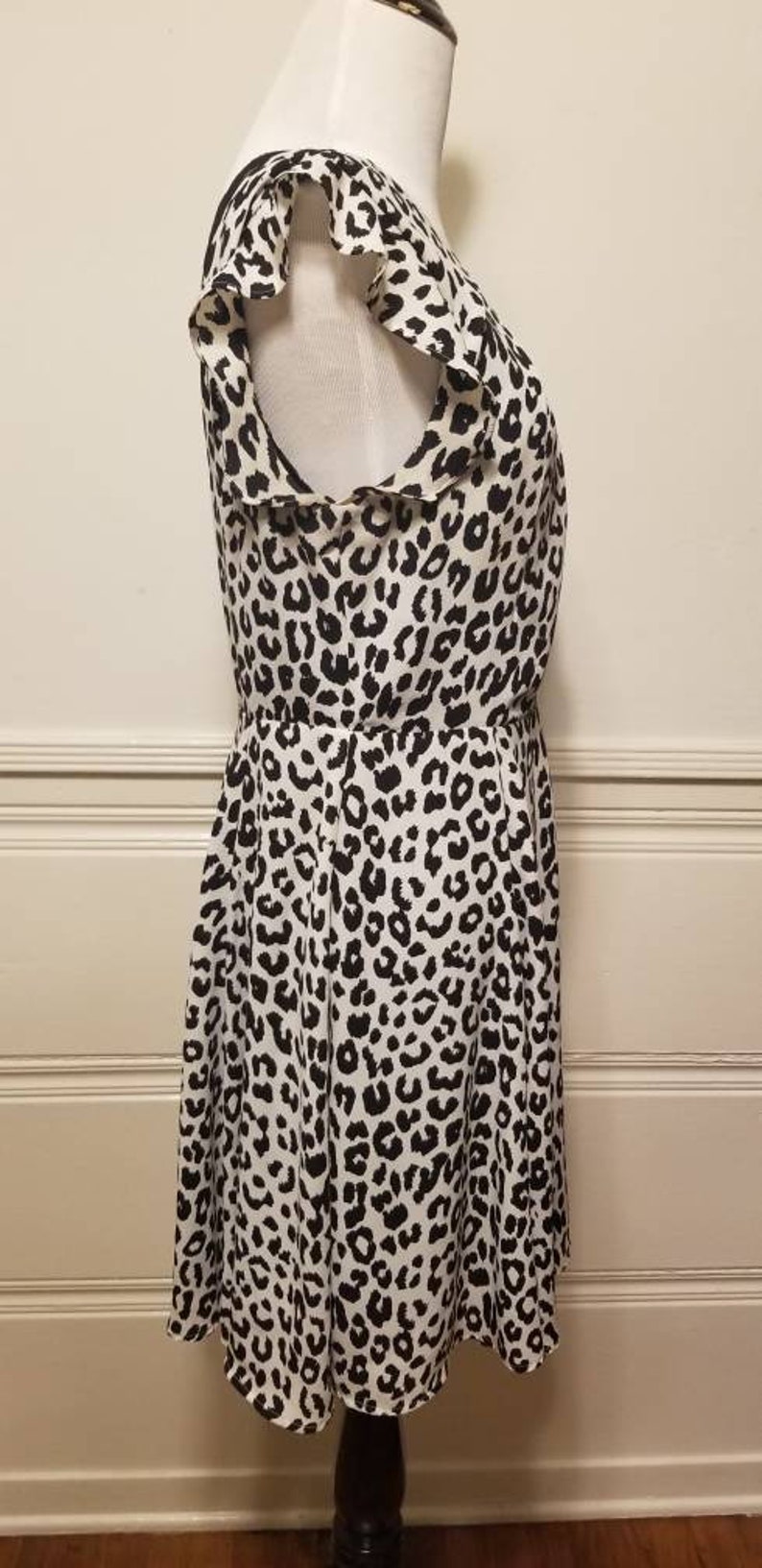Black and White With Lace Animal Print Cap Sleeve Dress - Etsy