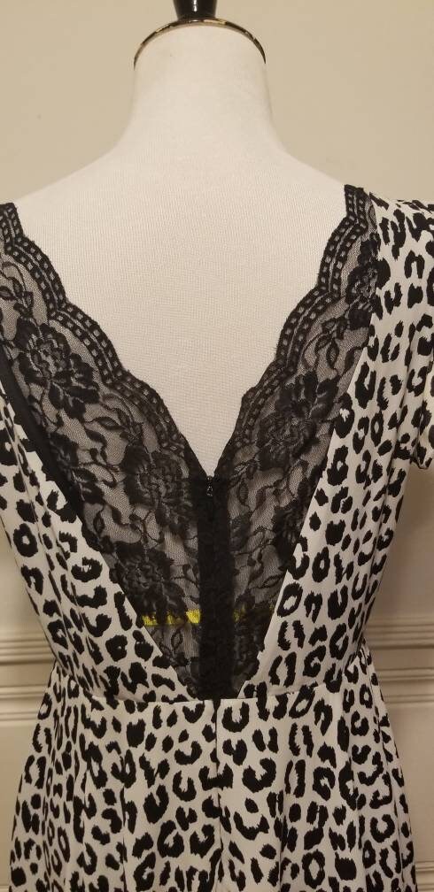 Black and White With Lace Animal Print Cap Sleeve Dress - Etsy