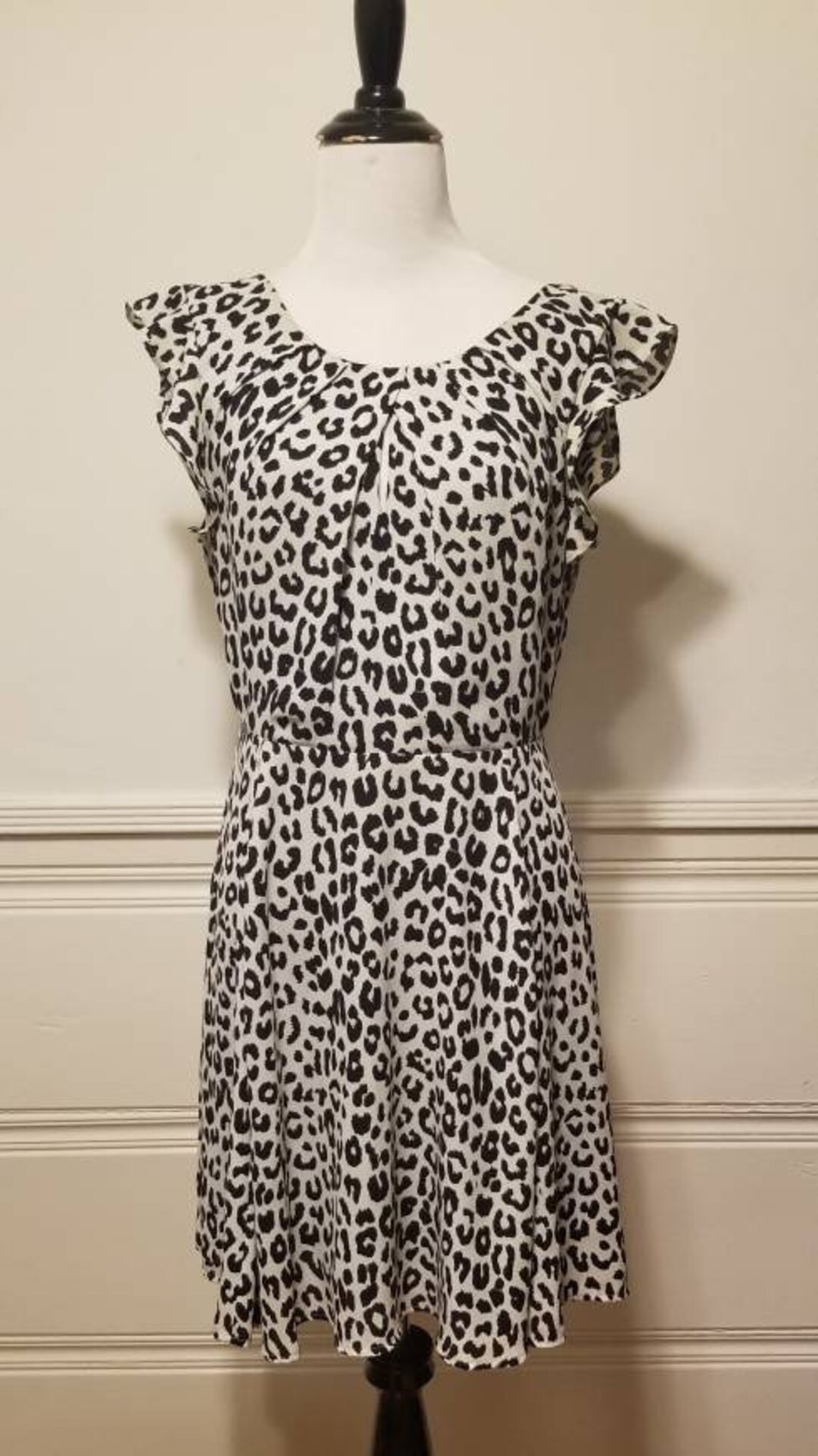 Black and White With Lace Animal Print Cap Sleeve Dress - Etsy