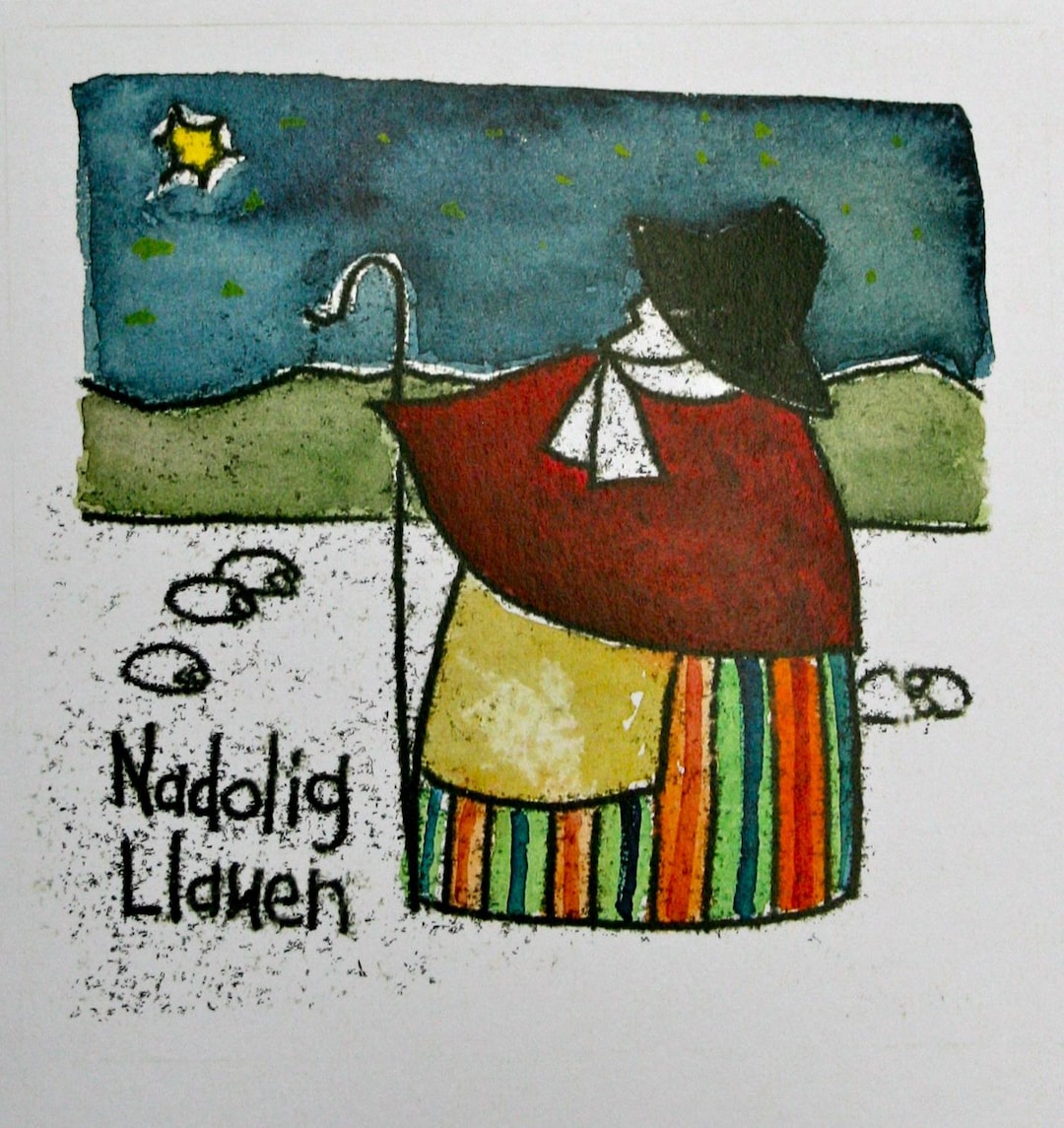 Carden Nadolig Llawen / Merry Christmas Card Welsh Cymraeg - Etsy UK