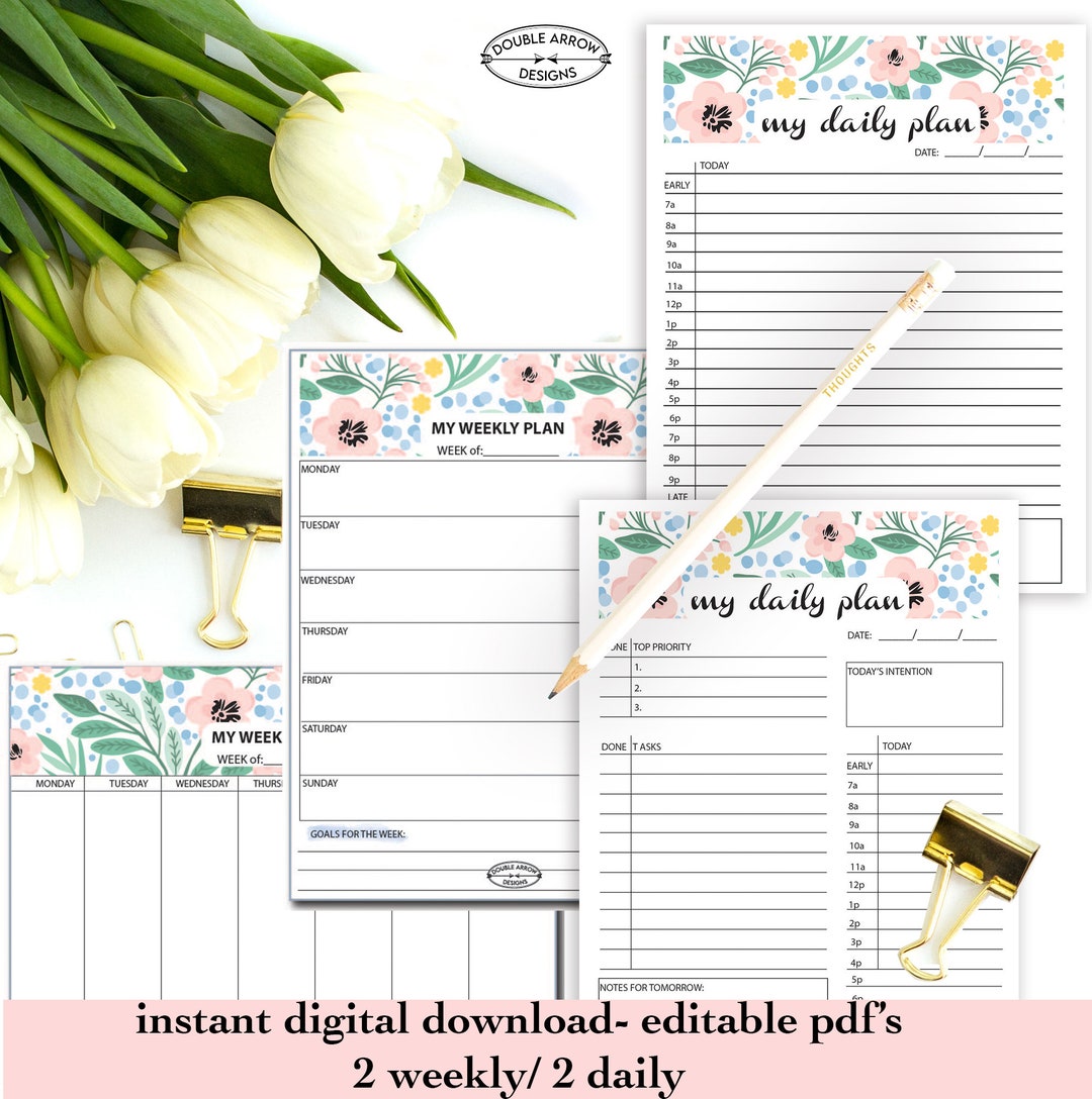 Editable Planner Printable | Instant Download Pdf Letter Size Portrait ...
