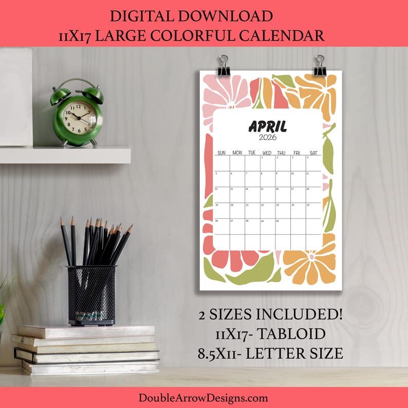 2026 Boho Calendar Printable: Large 11x17, Letter Size Wall Planner ...