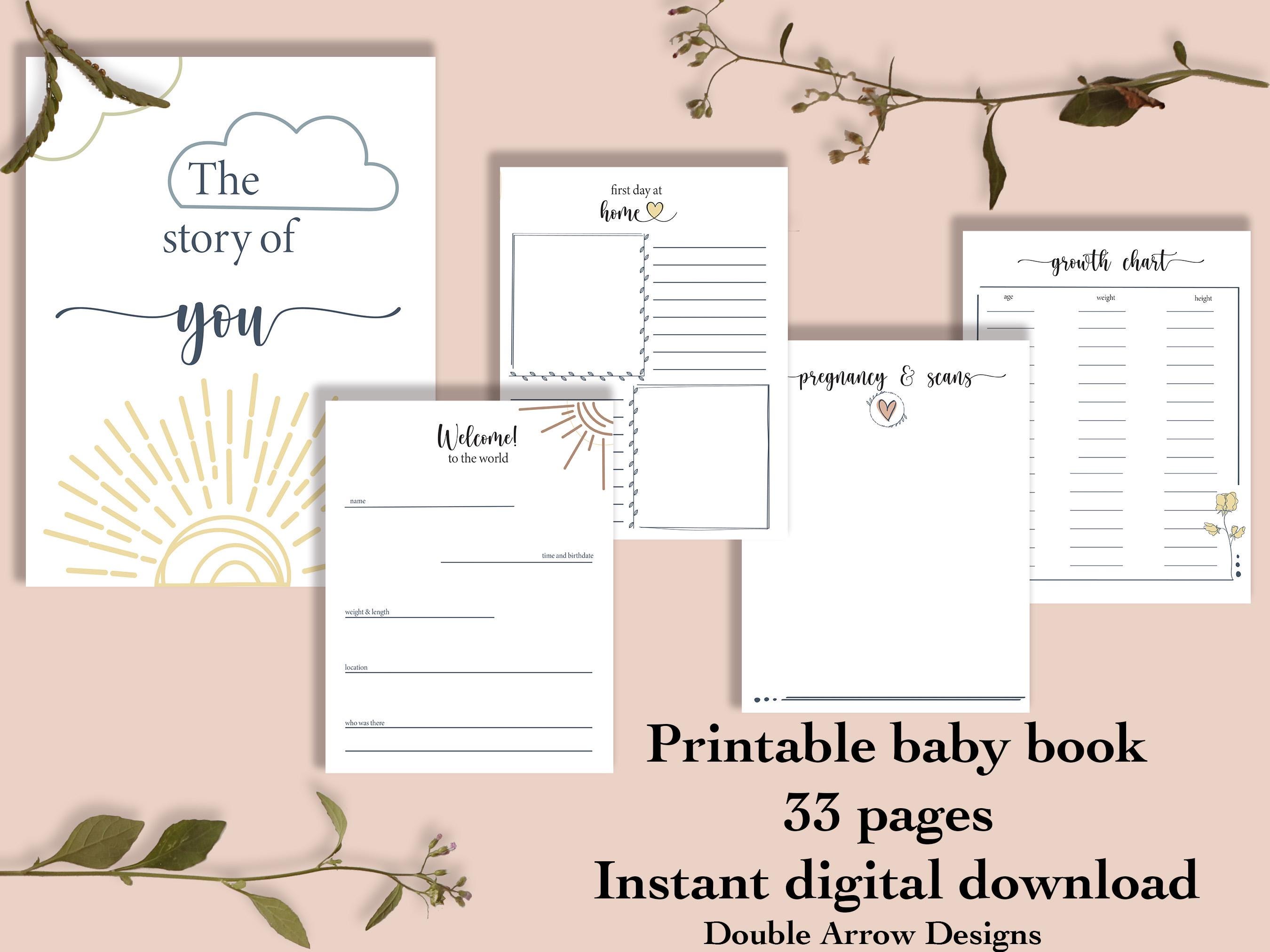 Printable Baby Memory Book: Hand-drawn First Year Milestones (letter ...