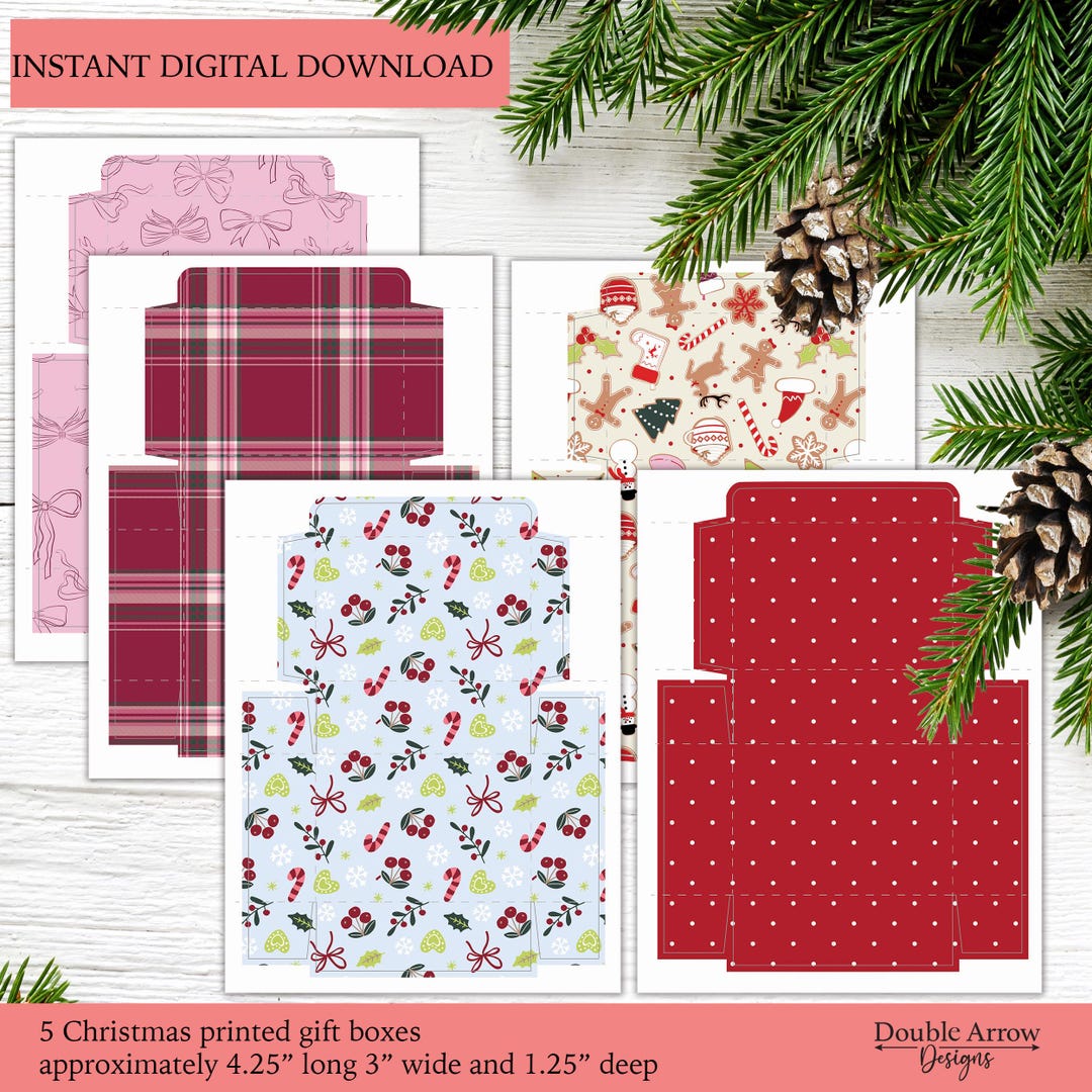 Printable Gift Boxes, Gift Card Holders, and Small Box DIY, Bundle of 5 ...