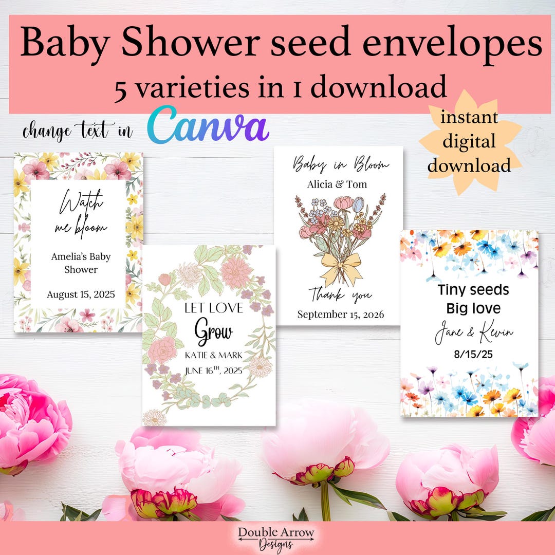 Baby Shower Seed Packet, Seed Packet Template, Baby in Bloom, Baby ...