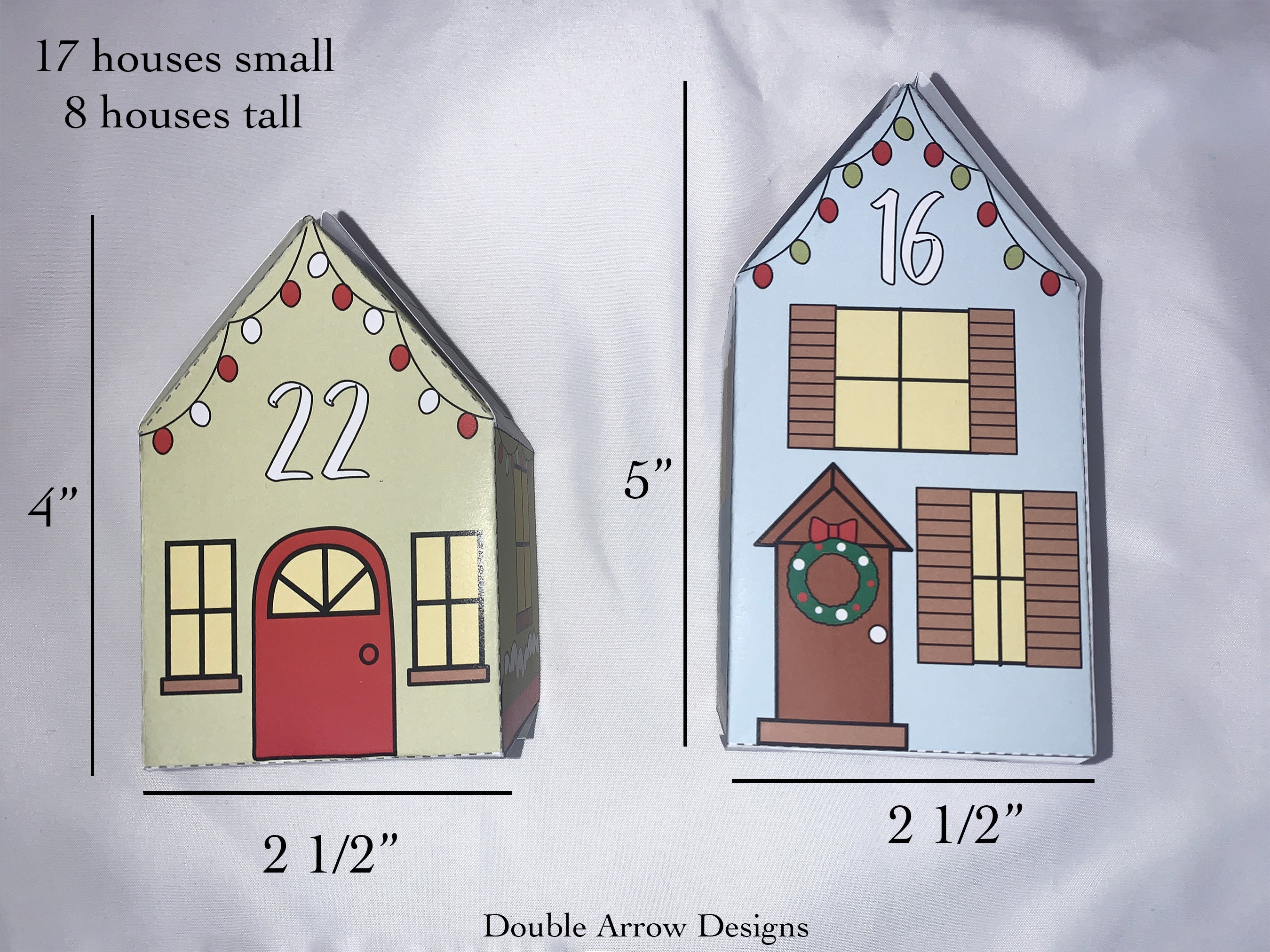 Printable Christmas Village Advent Calendar: DIY Color-in Paper Houses ...