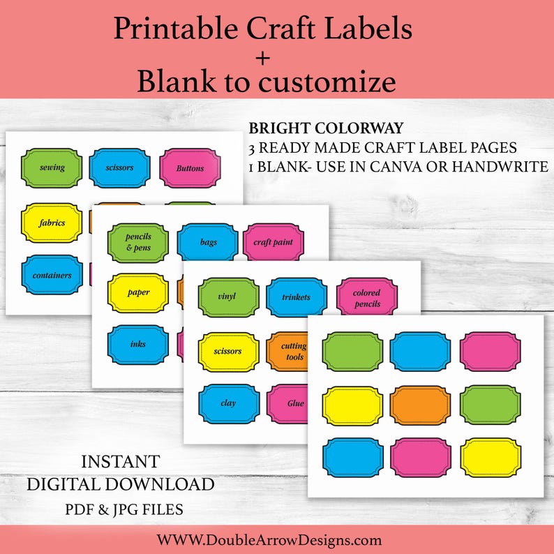 Printable Craft Labels, Customizable for Supplies, Instant Download ...
