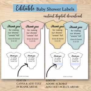 Editable Baby Shower Favor Tags: Printable PDF Templates (digital ...