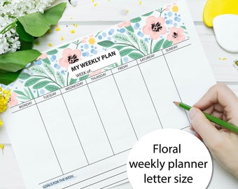 Minimalist Weekly Planner Printable Instant Download, Letter Size ...