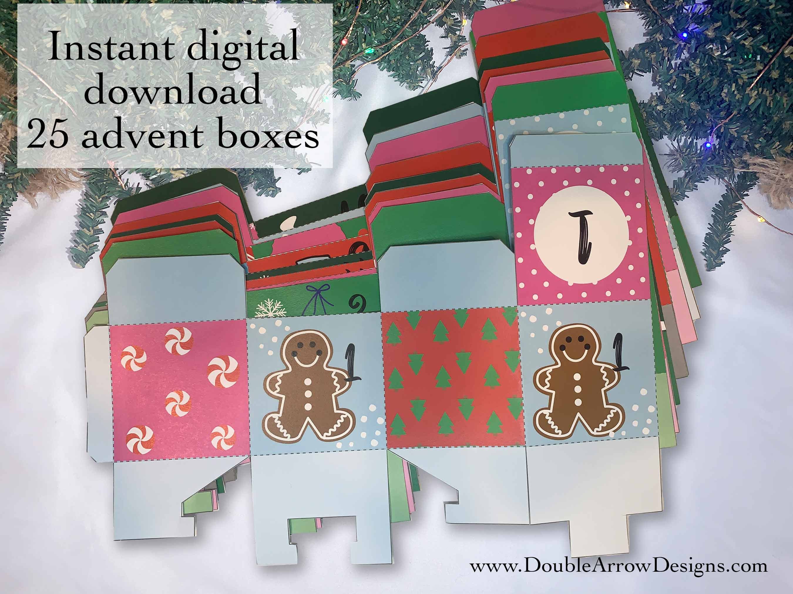 Printable Christmas Advent Calendar Boxes: DIY Paper Craft (PDF) - Etsy