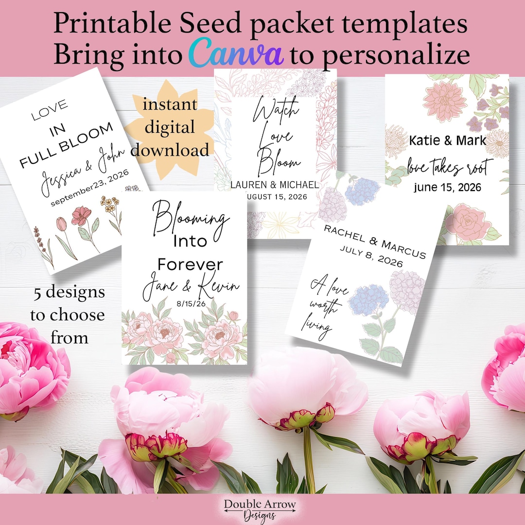 Printable Wedding Favor Seed Packet Template Envelope.foldable Seed ...