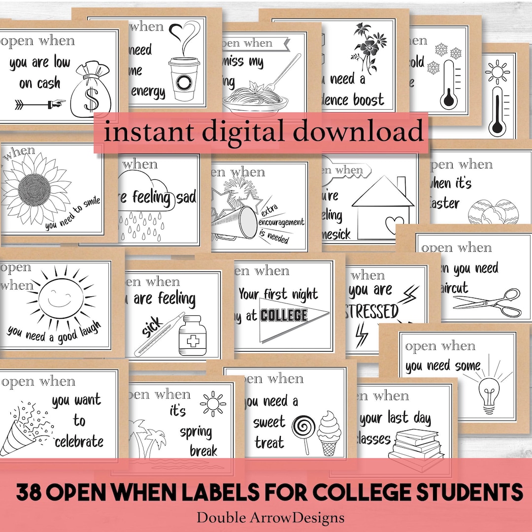 Open When Envelope Labels- College Students| Open When Labels | College ...