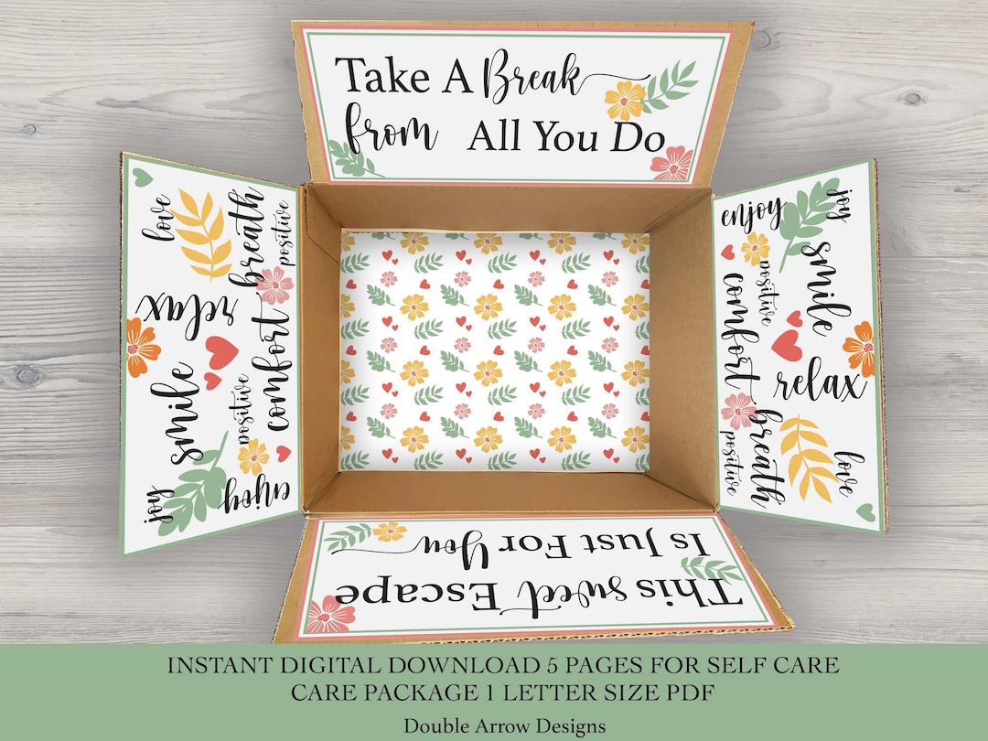 Self Care Package Labels: Printable DIY Gift (PDF Download, Letter Size ...