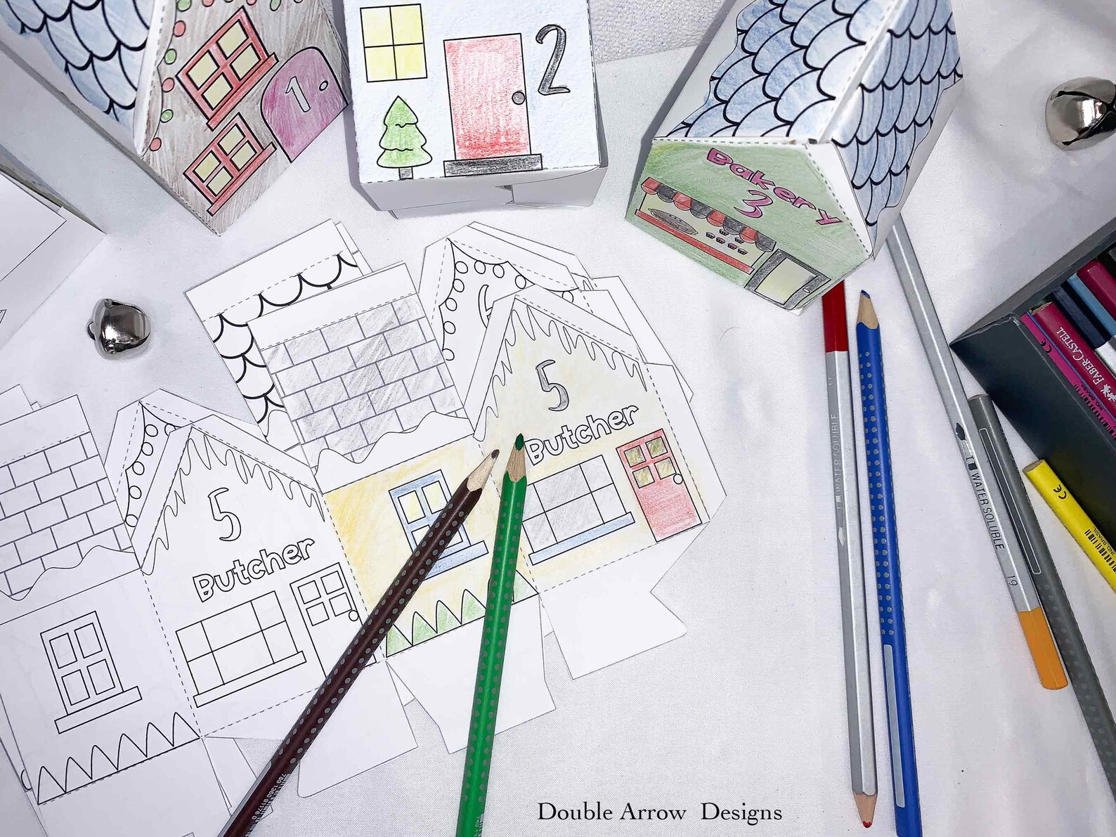 Printable Paper Advent Houses, Color in DIY Paper Christmas Village ...