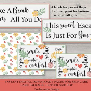 Self Care Package Labels: Printable DIY Gift (PDF Download, Letter Size ...