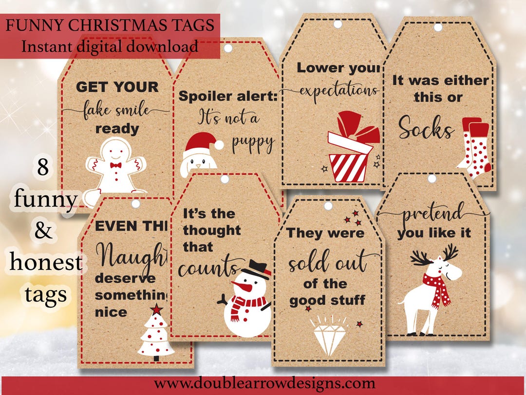 Funny Christmas Tags, Funny Christmas Present Printable Tags, Fun ...
