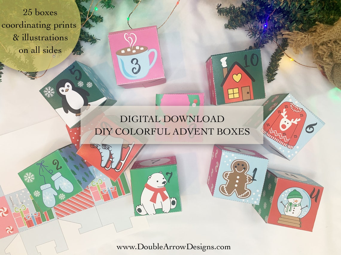 Printable Christmas Advent Calendar Boxes: DIY Paper Craft (PDF) - Etsy