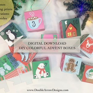 Printable Advent Paper Boxes, DIY Paper Christmas Boxes,advent Calendar ...