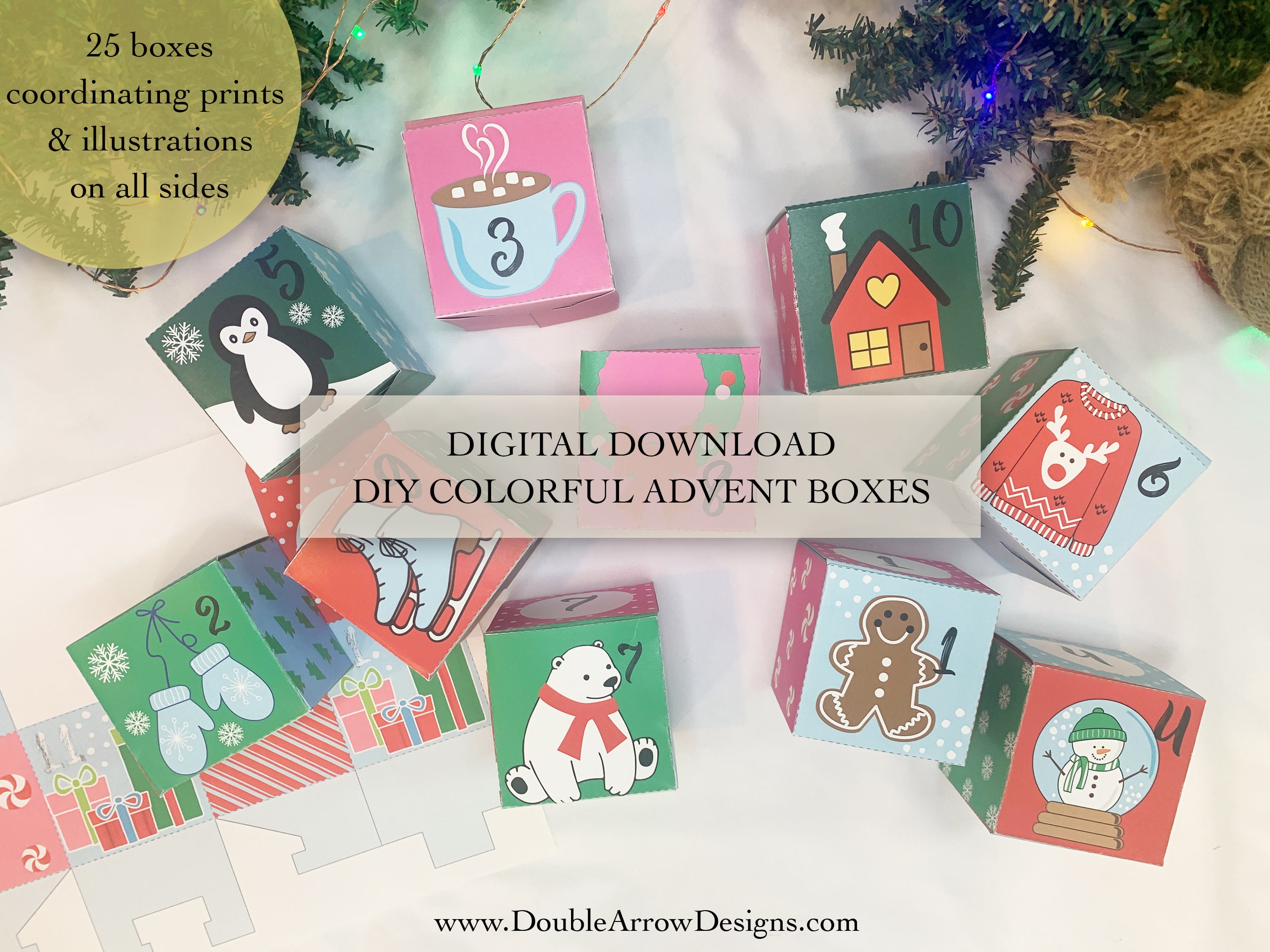 Printable Christmas Advent Calendar Boxes: DIY Paper Craft (PDF) - Etsy