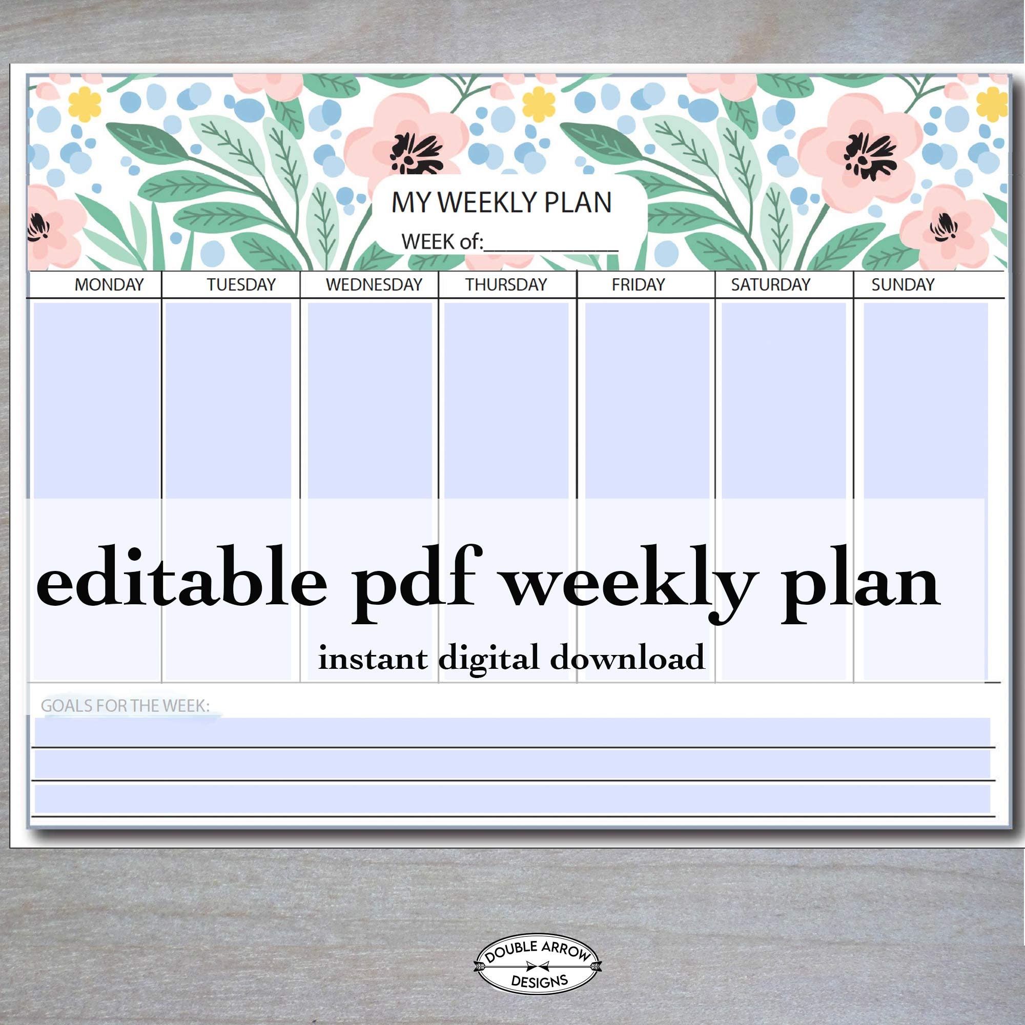 Editable Planner Printable | Instant Download Pdf Letter Size Portrait ...