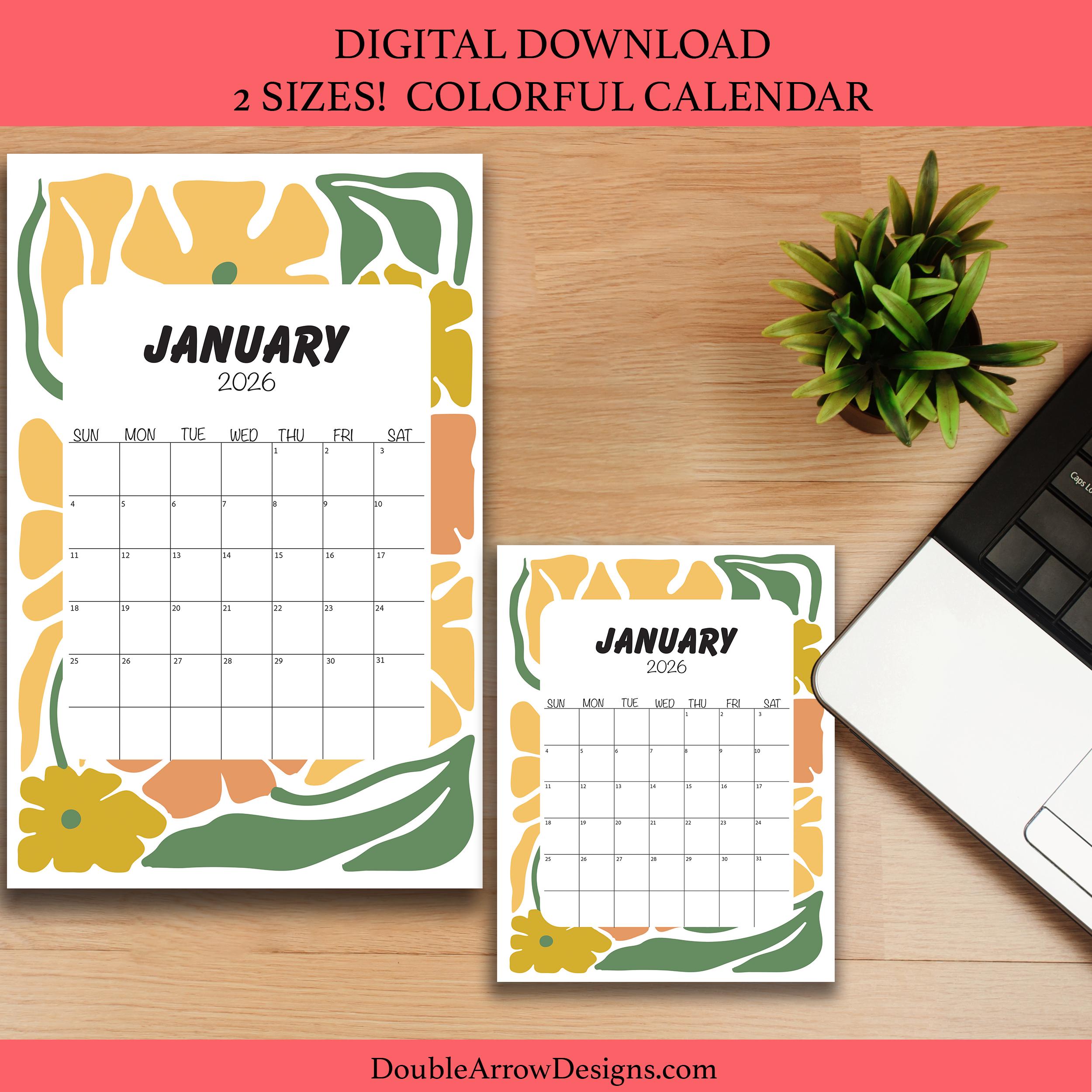 2026 Boho Calendar Printable: Large 11x17, Letter Size Wall Planner ...