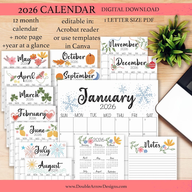 Calendar 2026 Seasonal - Etsy
