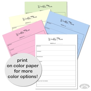Weekly Planner Printable to Do List - | 5 Colors to Choose From ...