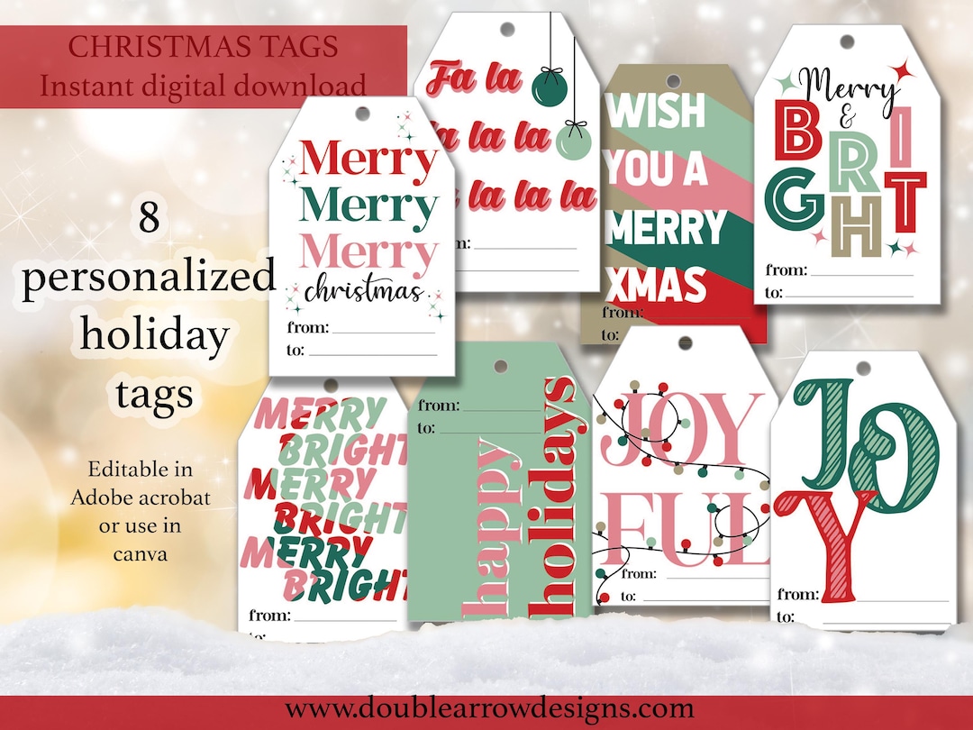 Editable Christmas Gift Tags, Printable Christmas Tags, Diy Christmas ...