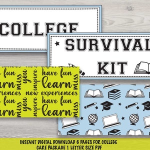 College Care Package Printable Labels (PDF Download, Letter Size) - Etsy