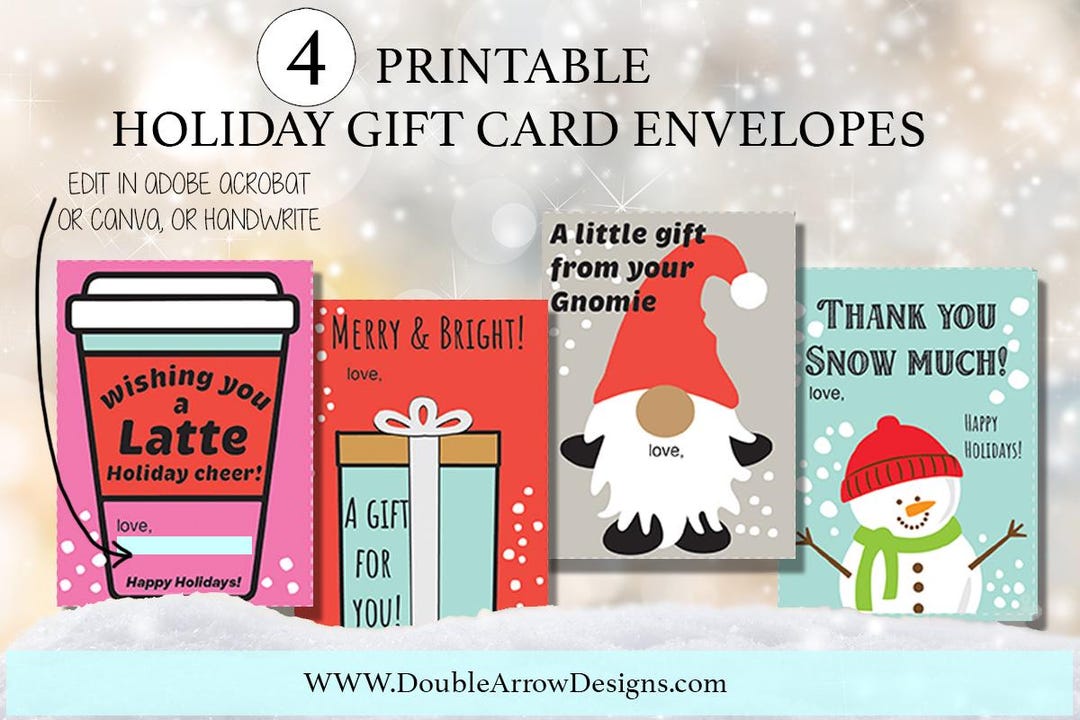 Printable Christmas Gift Card Holders, Holiday Envelopes (digital ...