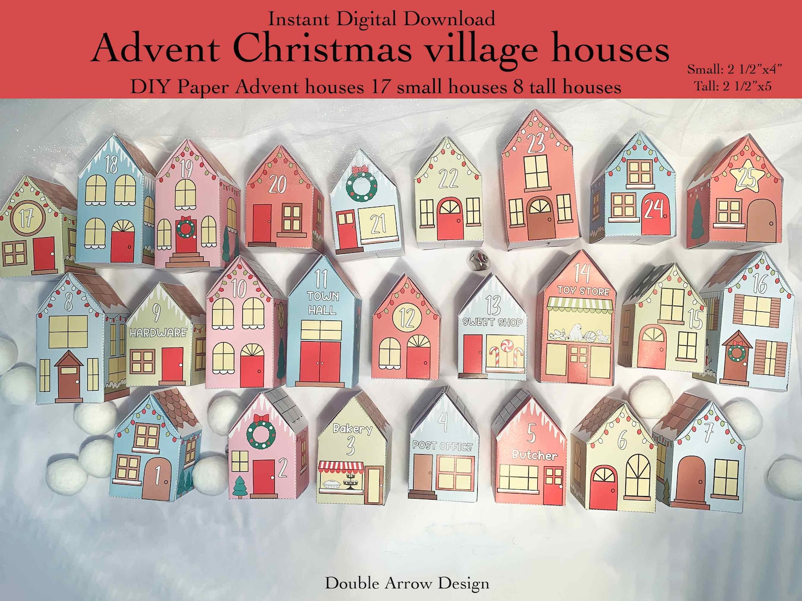 Printable Paper Advent Houses, DIY Paper Christmas Village,advent ...
