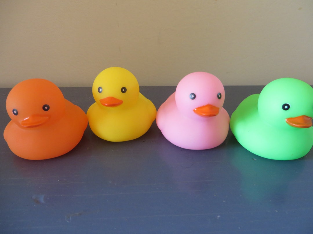 Neon Rubber Duckies for Bathtime Pink Green Orange - Etsy