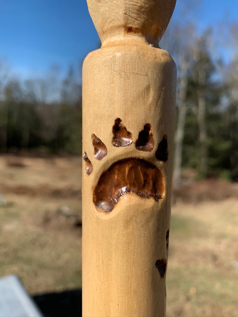 Handmade Grizzly Bear Walking Stick: Carved Poplar Wood, Rustic Hemp - Etsy