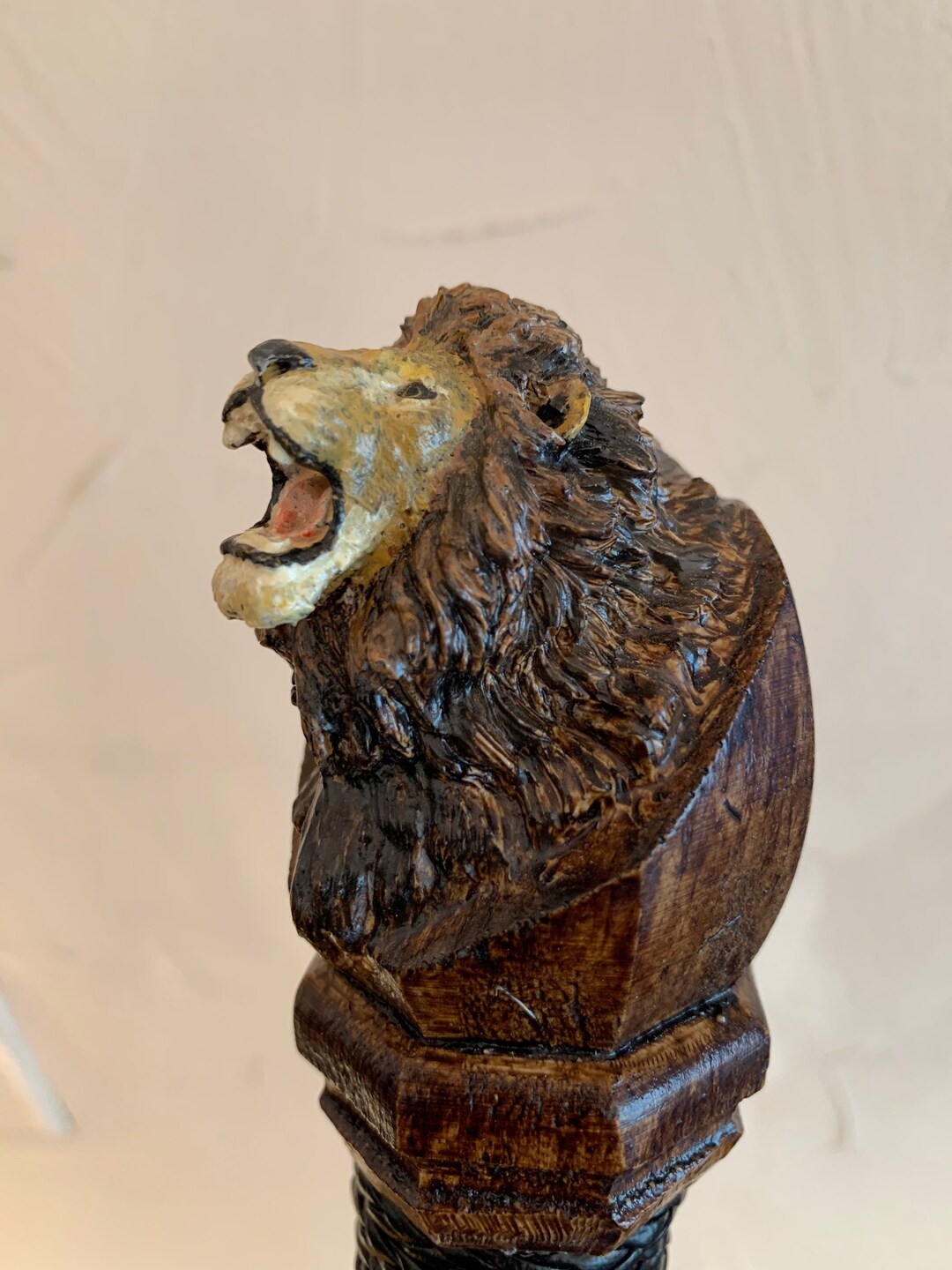 Lion's Head Poplar Hand Carved Walking Stick - Hiking Stick With A ...