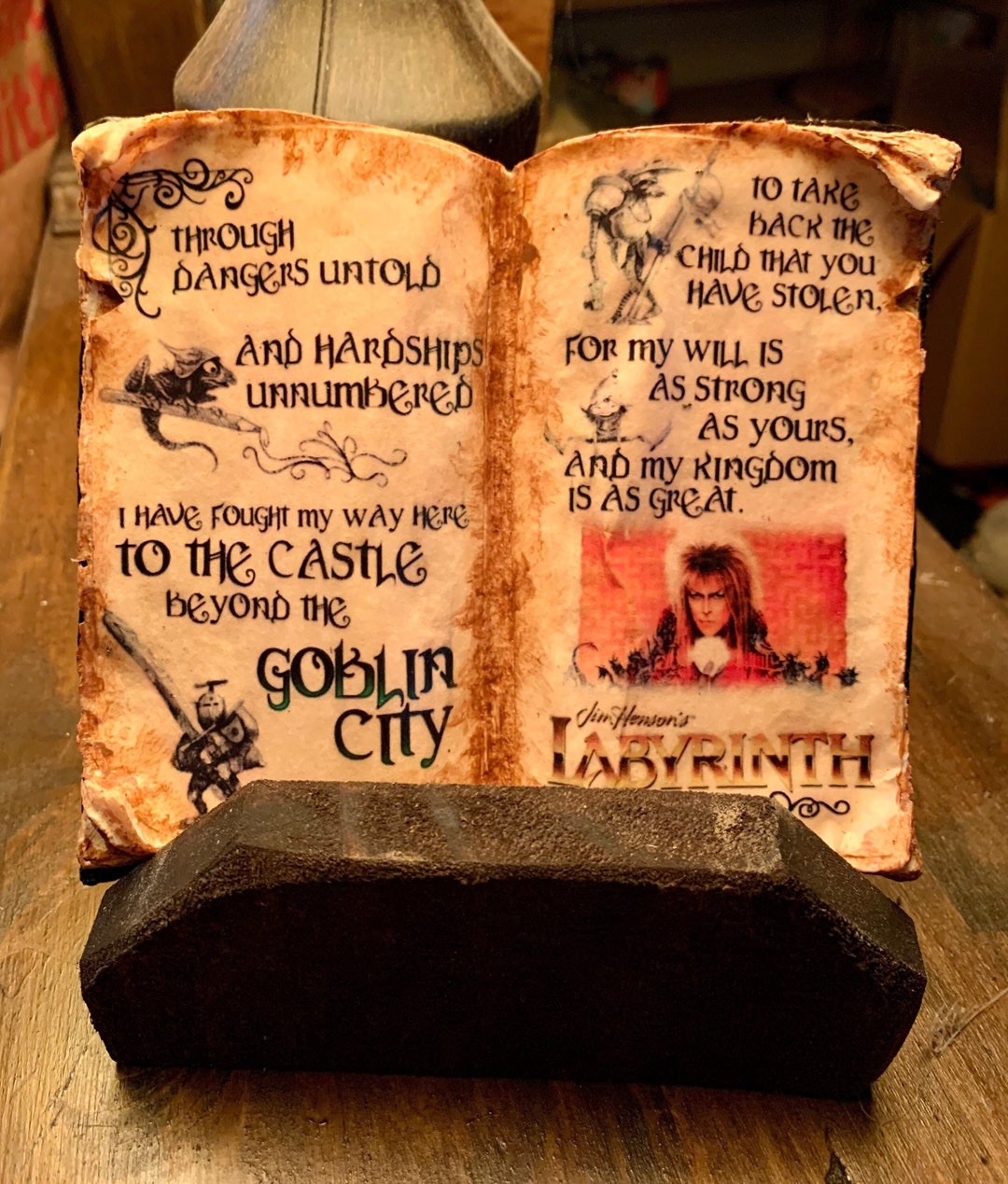 Labyrinth Storybook Display: Jim Henson Resin Art on Salvaged Wood - Etsy