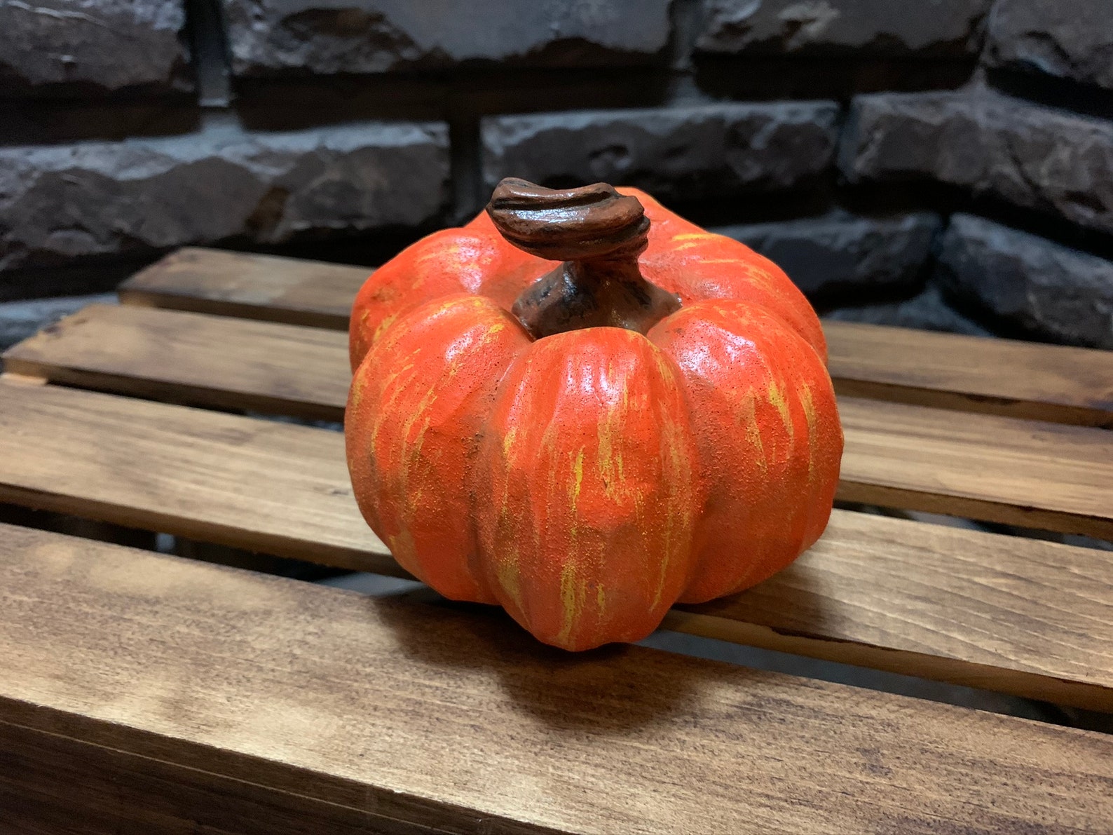 Resin Pumpkin Figurine With A Smiling Happy Face Holiday | Etsy