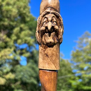 Baba Yaga Craggy Gnarled Old Woman Face on a Hand Carved Spiral Walking ...