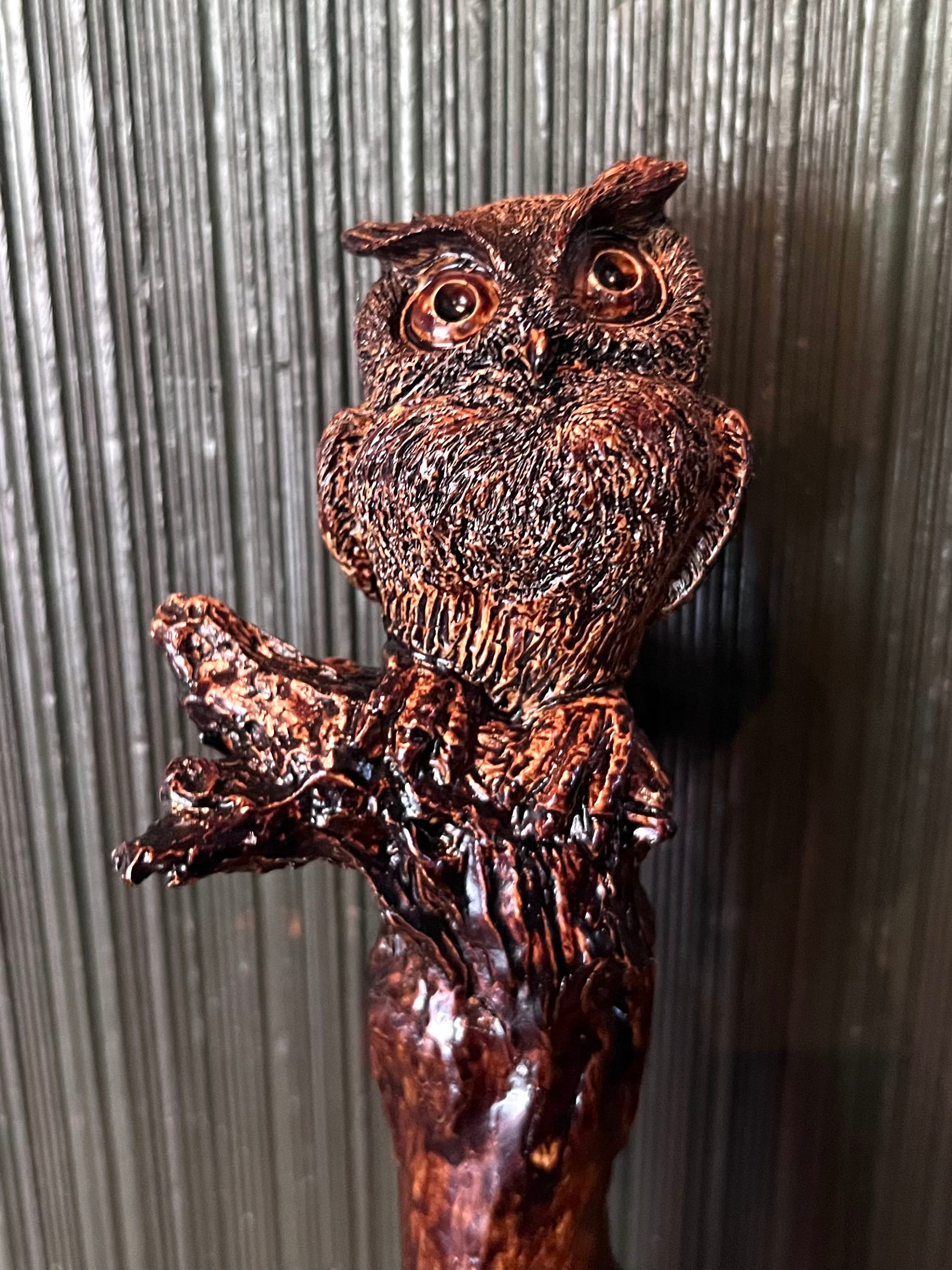 Owl Walking Stick Made From Rustic Spiral Carved Poplar Wood - Etsy