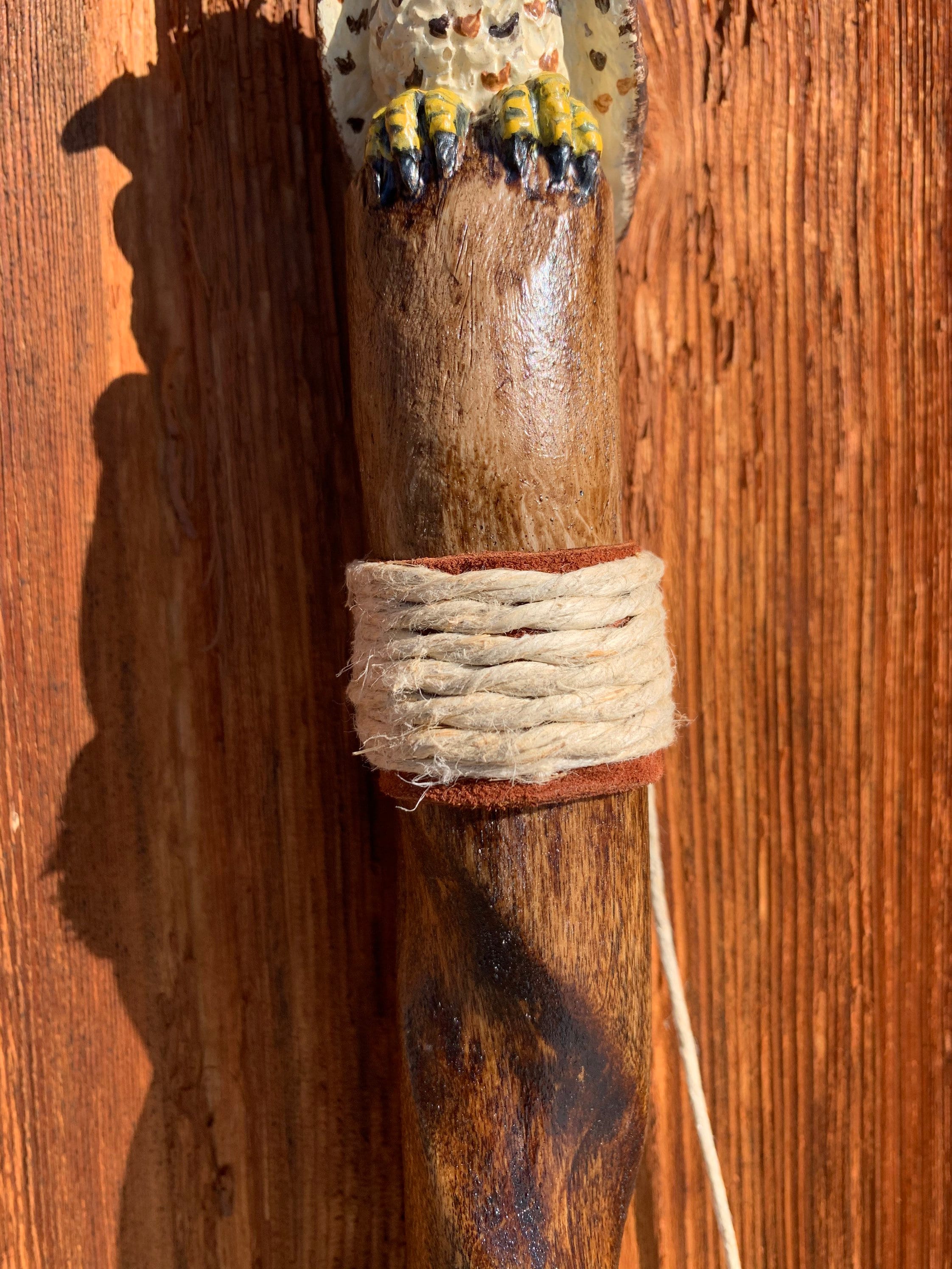 Red-tailed Hawk Walking Stick Made From Spiral Carved Poplar | Etsy