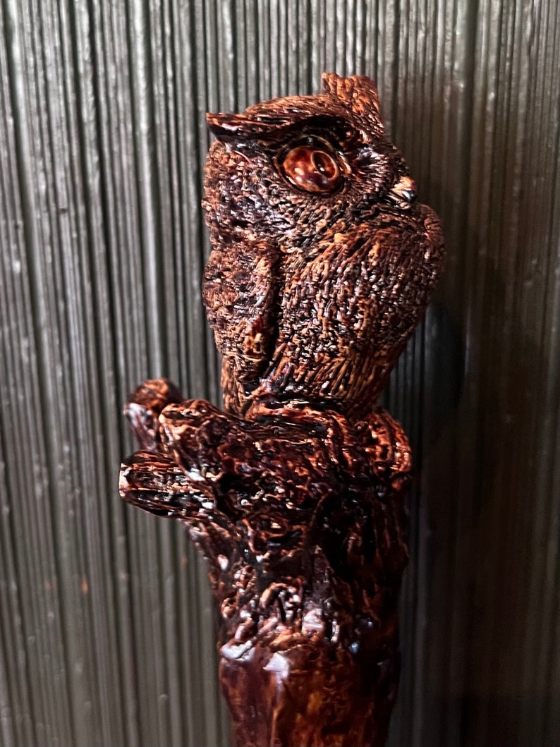 Owl Walking Stick Made From Rustic Spiral Carved Poplar Wood - Etsy