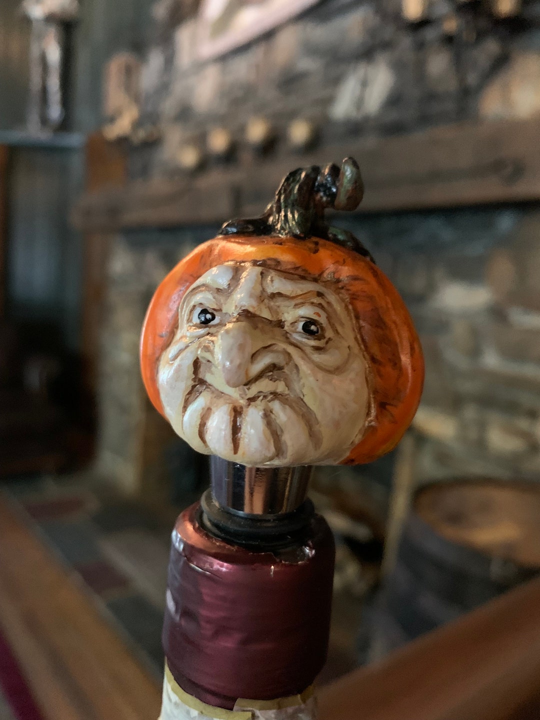 Grumpy Pumpkin Winestopper: Handcrafted Resin Wine & Liquor Bottle ...
