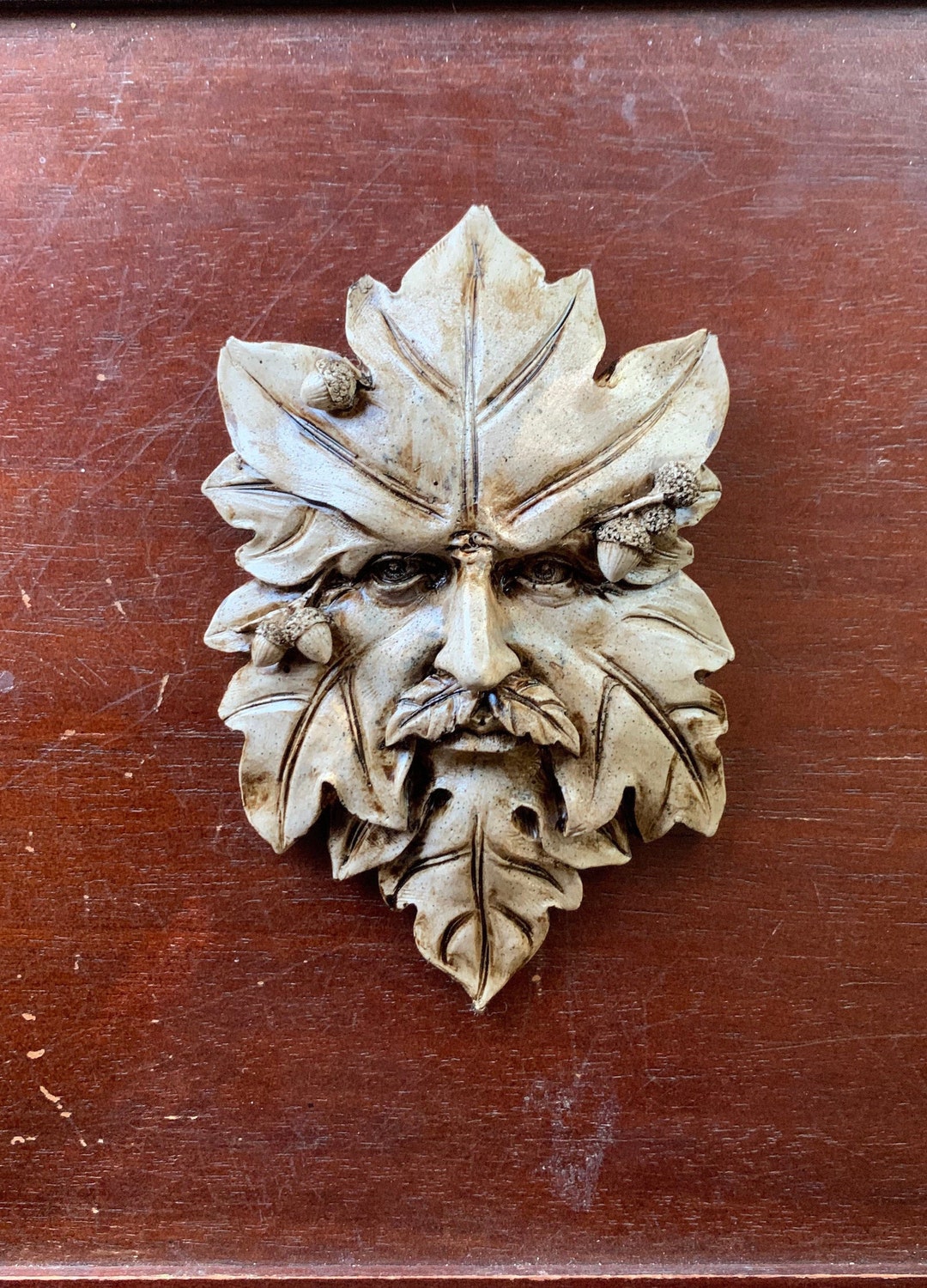 Green Man Face Wall Hanging Plaque Whimsical Home or Garden Decor ...