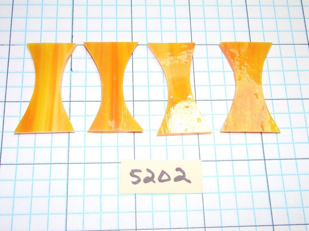 4 Pc Hourglass Shape Stained Glass Mosaic Tiles Yellow & Orange Streaky ...