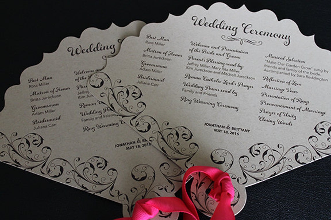 Wedding Fan Wedding Menu Printed Wedding Menu Menu Fan | Etsy