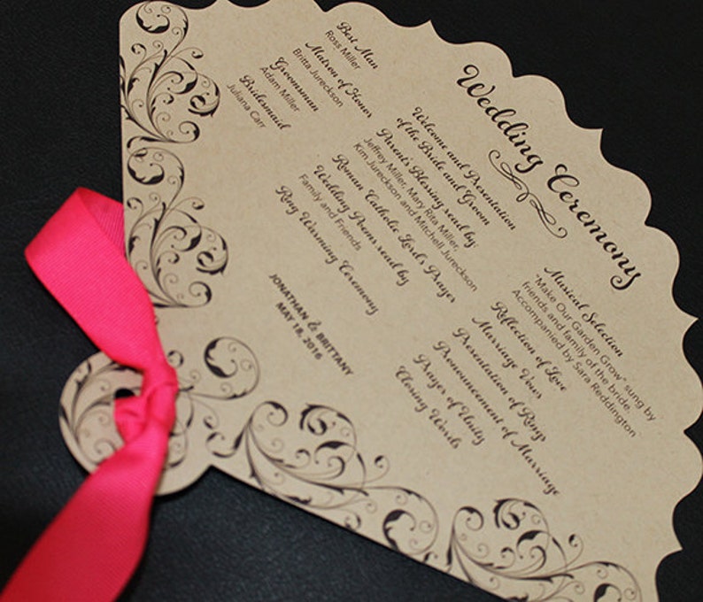 Wedding Fan Wedding Menu Printed Wedding Menu Menu Fan | Etsy