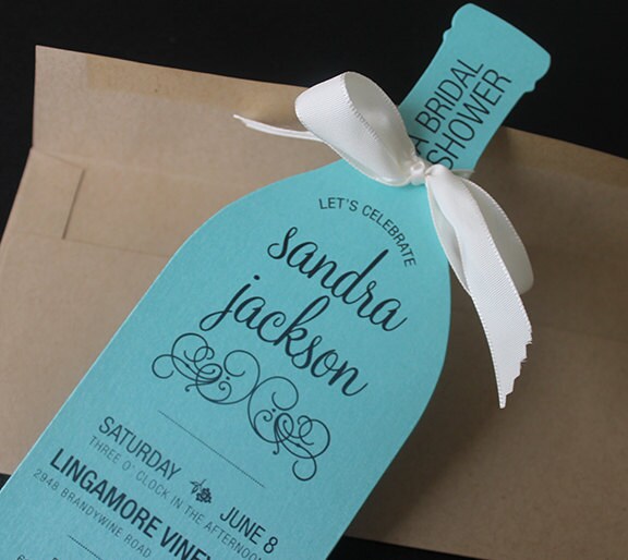 Wine Bottle Invitation Die cut Wine bottle Invitation Blue | Etsy