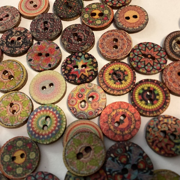 Painted Wood Buttons - Etsy