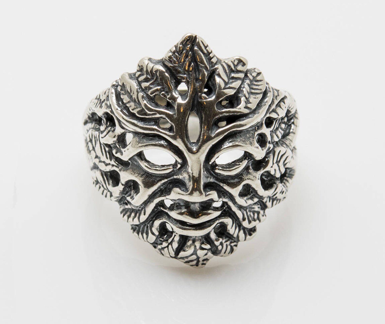 Green Man Ring in Sterling Silver | Etsy