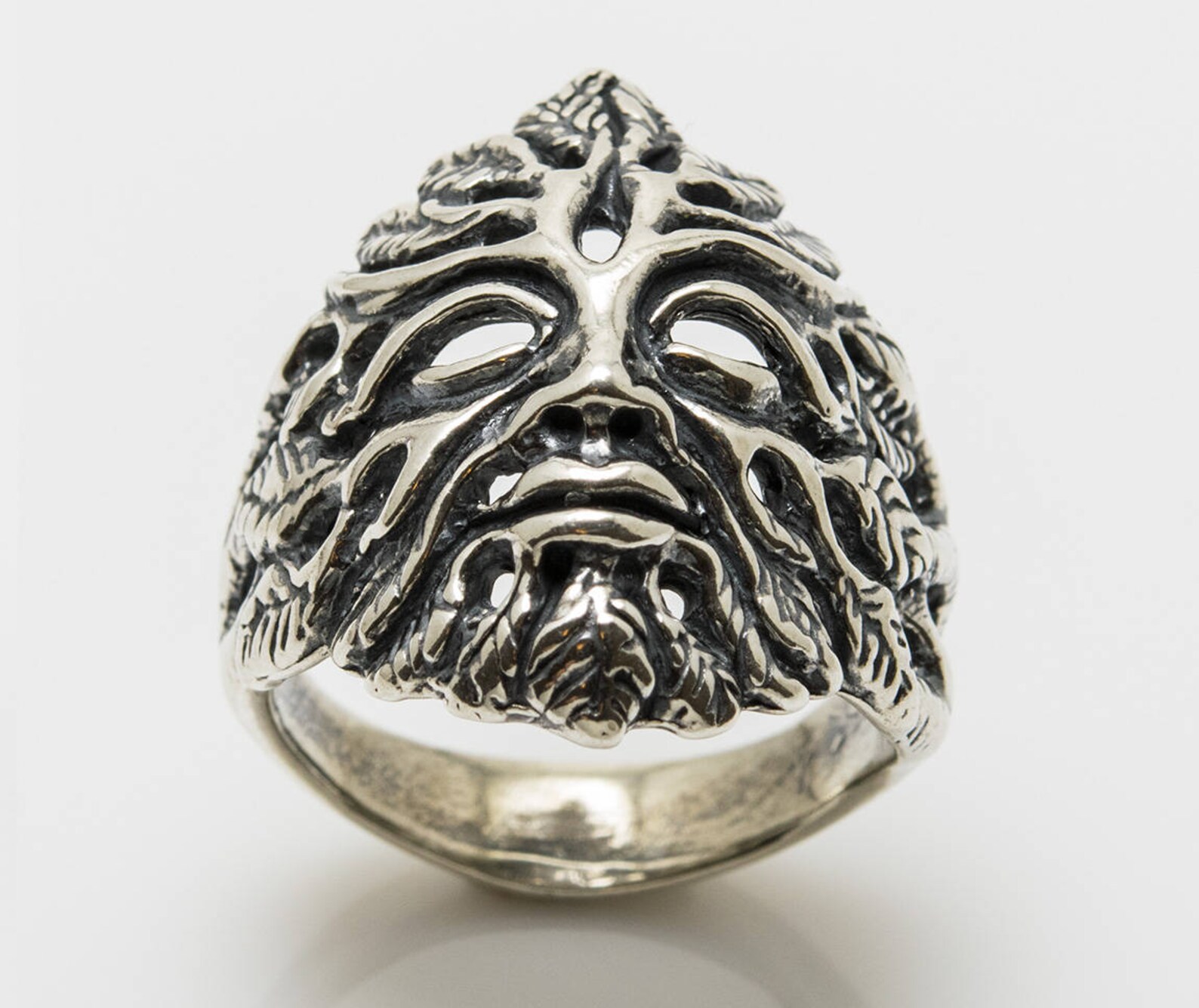Green Man Ring in Sterling Silver | Etsy