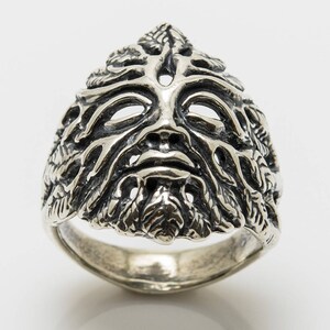 Green Man Ring in Sterling Silver - Etsy